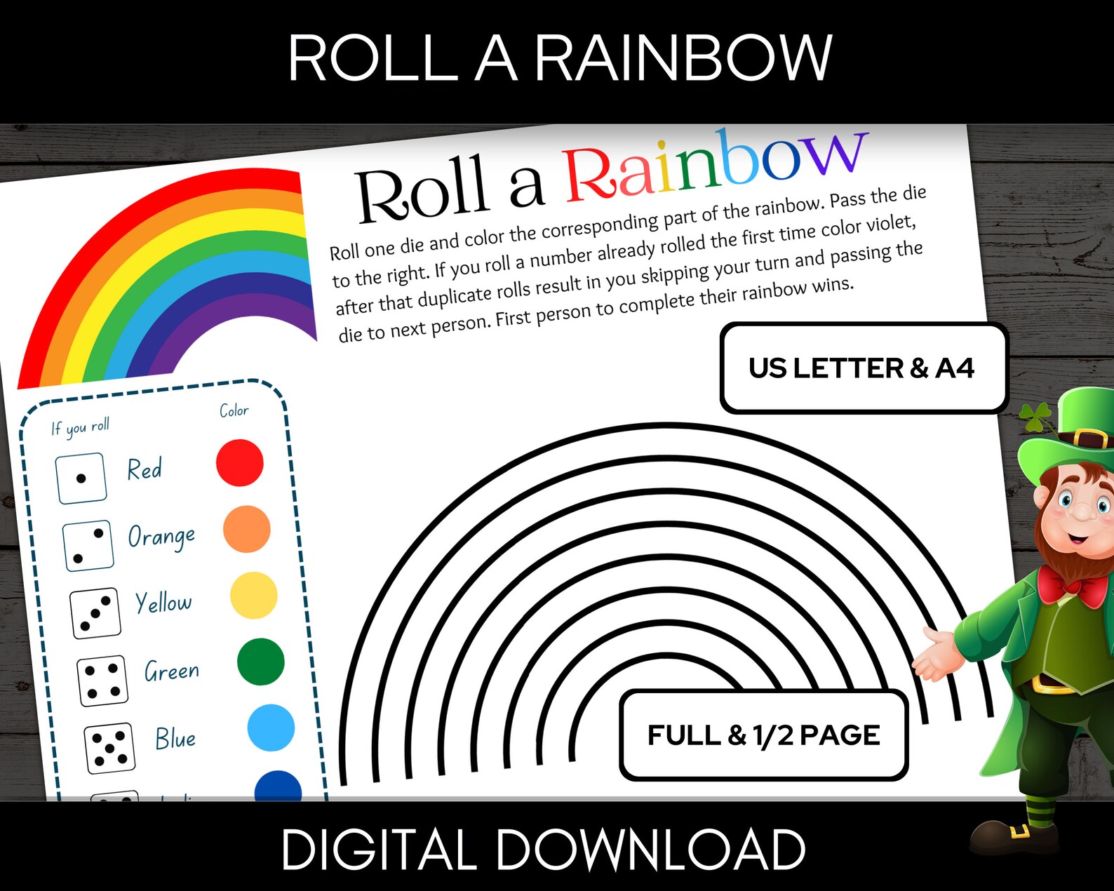 Roll a Rainbow Dice Game, St Patricks Day Game, Classroom Games, St ...