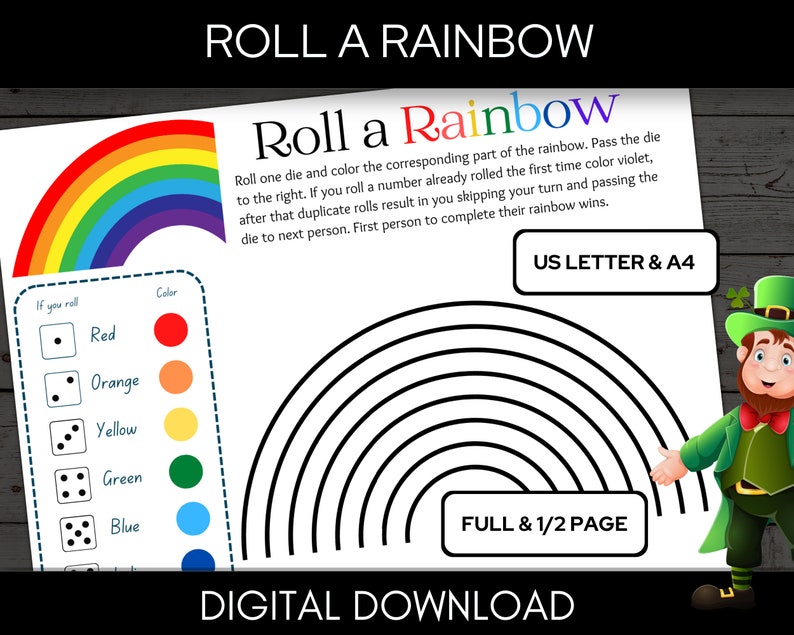 Roll a Rainbow Dice Game, St Patricks Day Game, Classroom Games, St ...