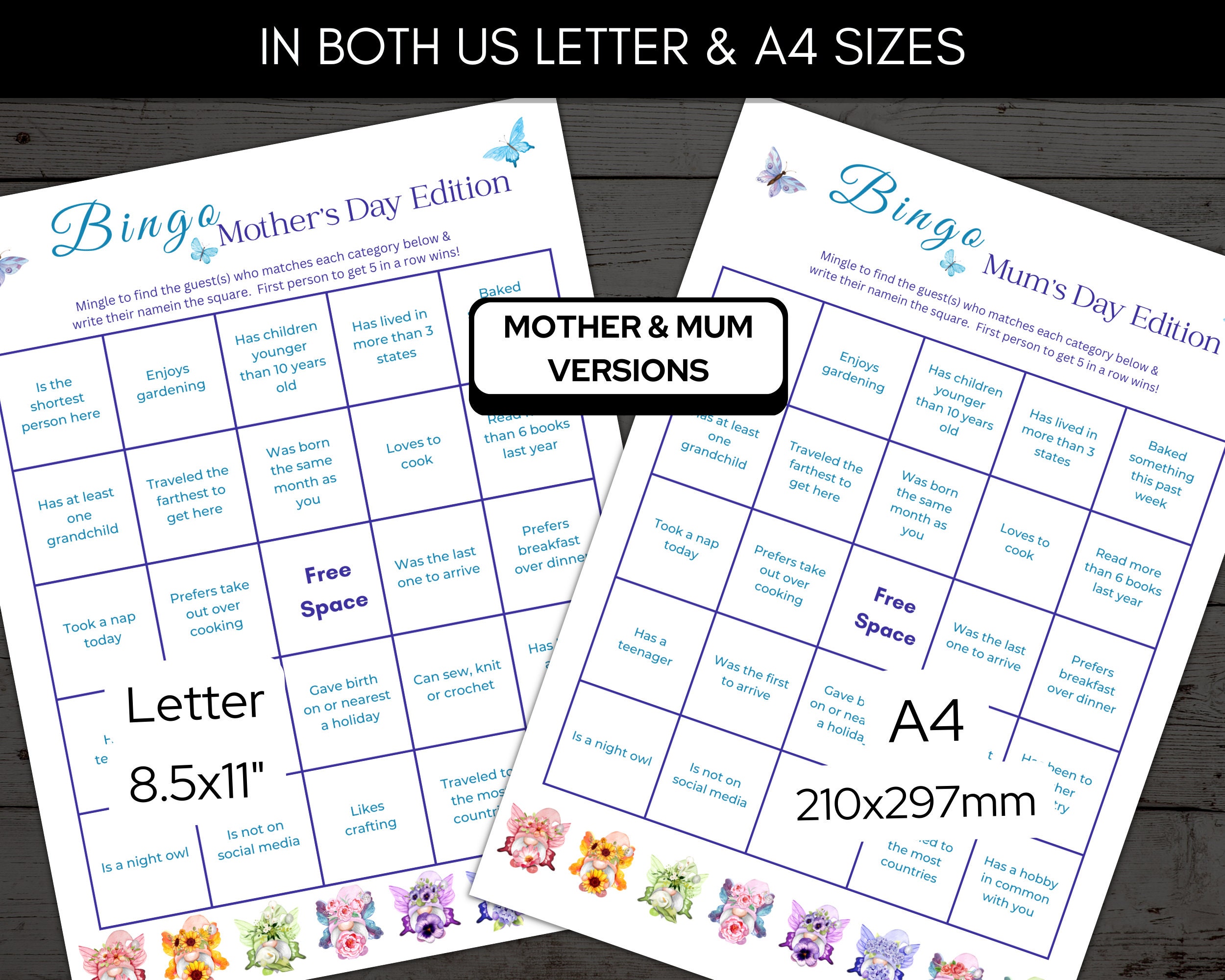 Mother's Day Find the Guest Bingo Party Game, Mum Mix and Mingle Party ...