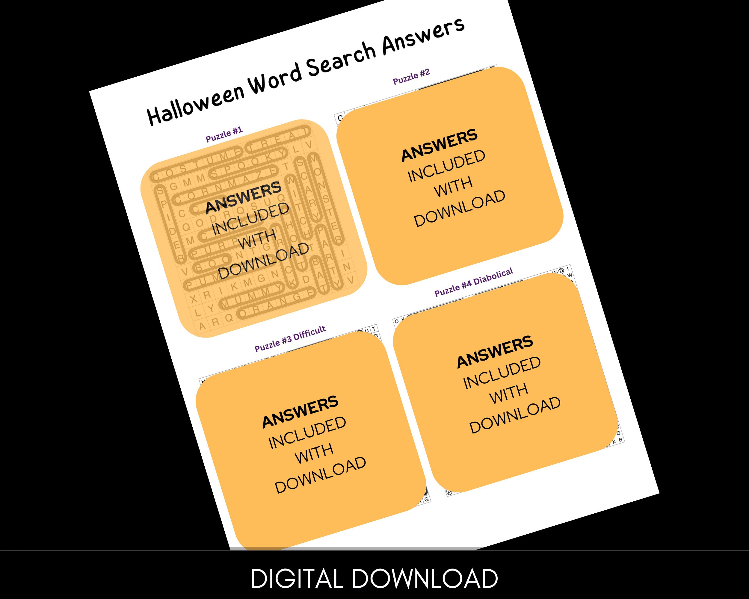 Halloween Word Search Printable Halloween Games Hard - Etsy