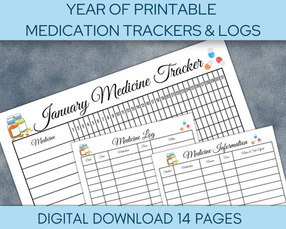 Printable Medication Tracker Pill Log Medication Log | Etsy