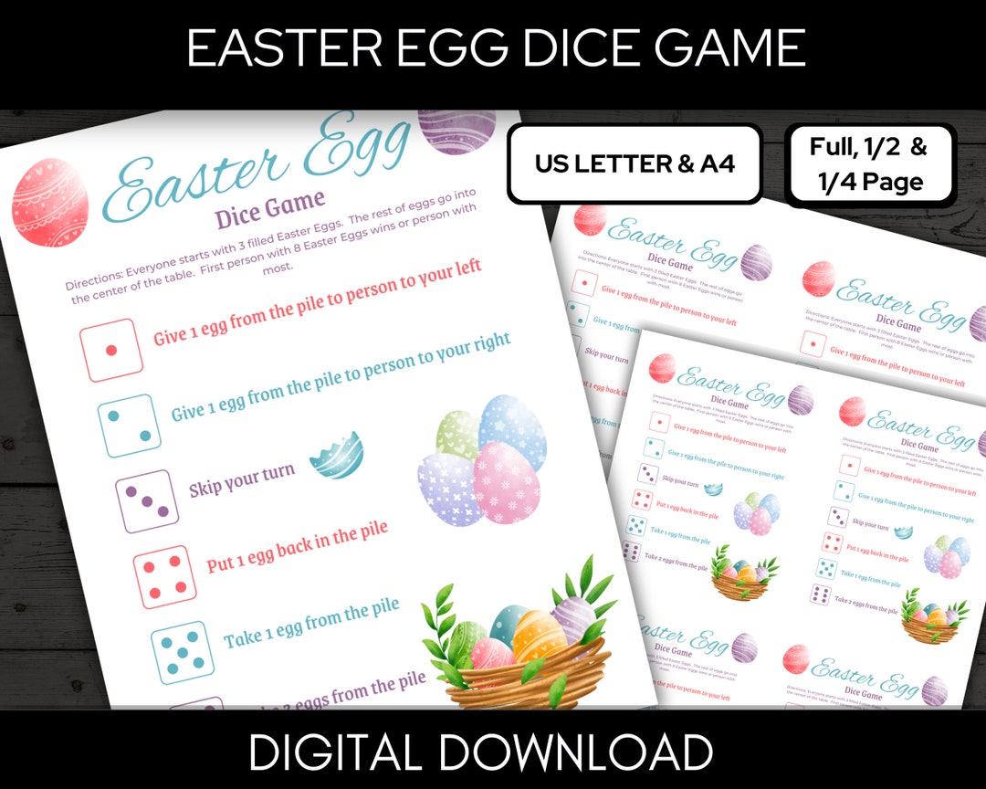 Easter Egg Party Game, Easter Egg Exchange Game, Easter Dice Game ...