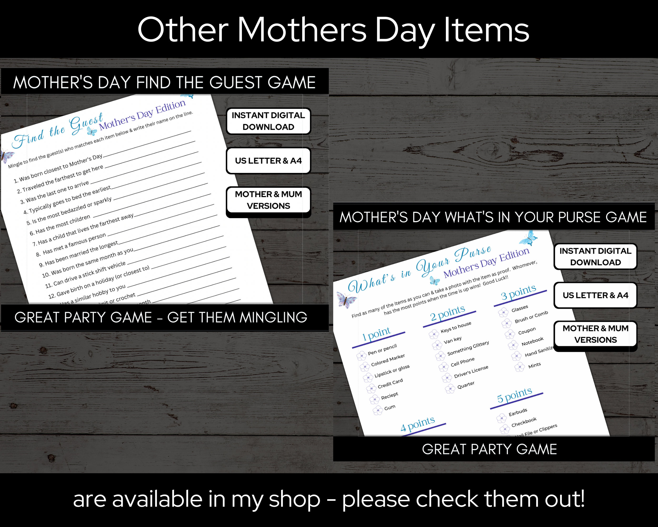 Mother's Day Find the Guest Bingo Party Game, Mum Mix and Mingle Party ...