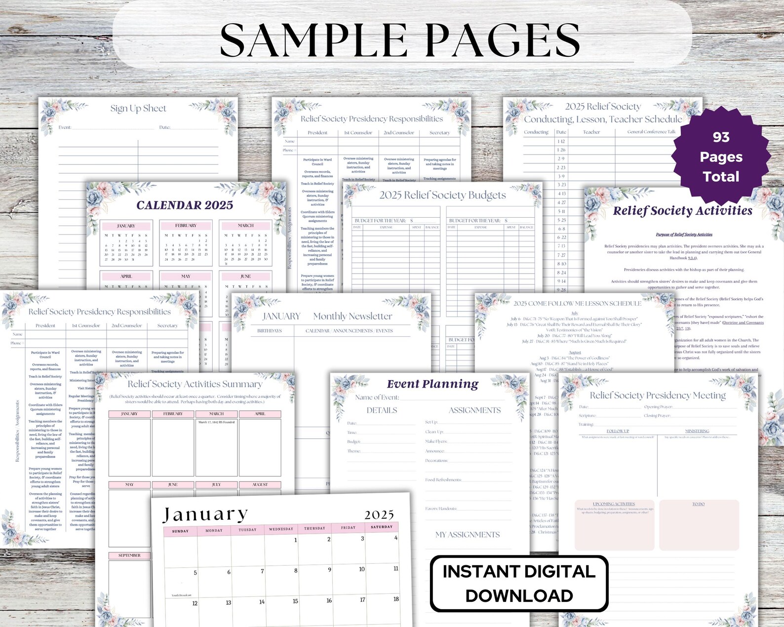2025 LDS Relief Society Planner With Calendar, Come Follow Me Schedule ...