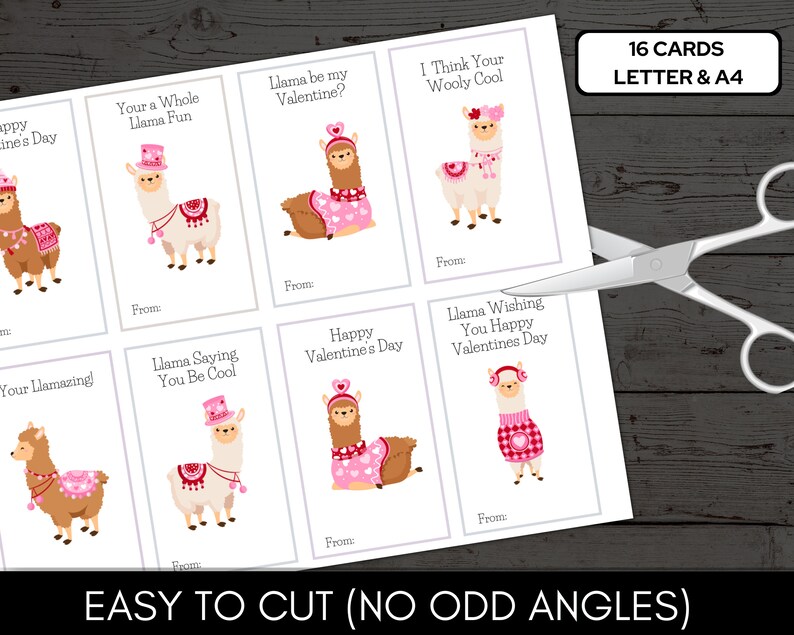 16 Printable Llama Alpaca Classroom Valentines - Letter & A4 - Etsy