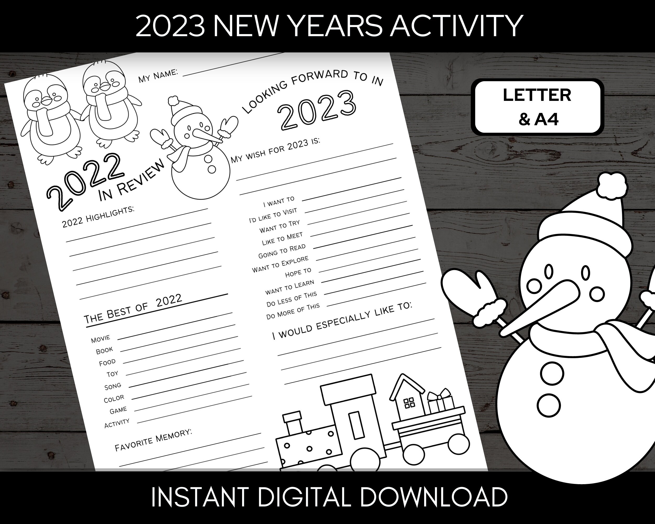 Kids Year in Review Printable New Years Activity 2023 New - Etsy