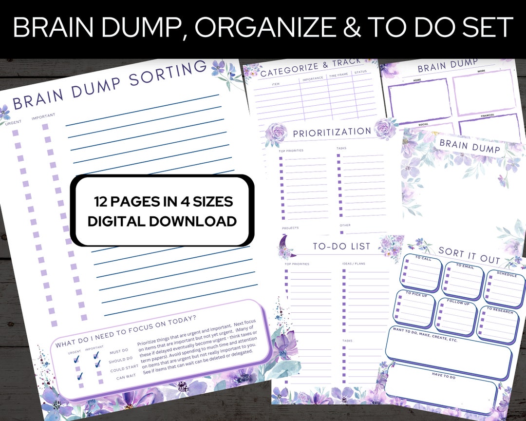 ADHD Brain Dump Printable, To-do List Template, Productivity Planner ...