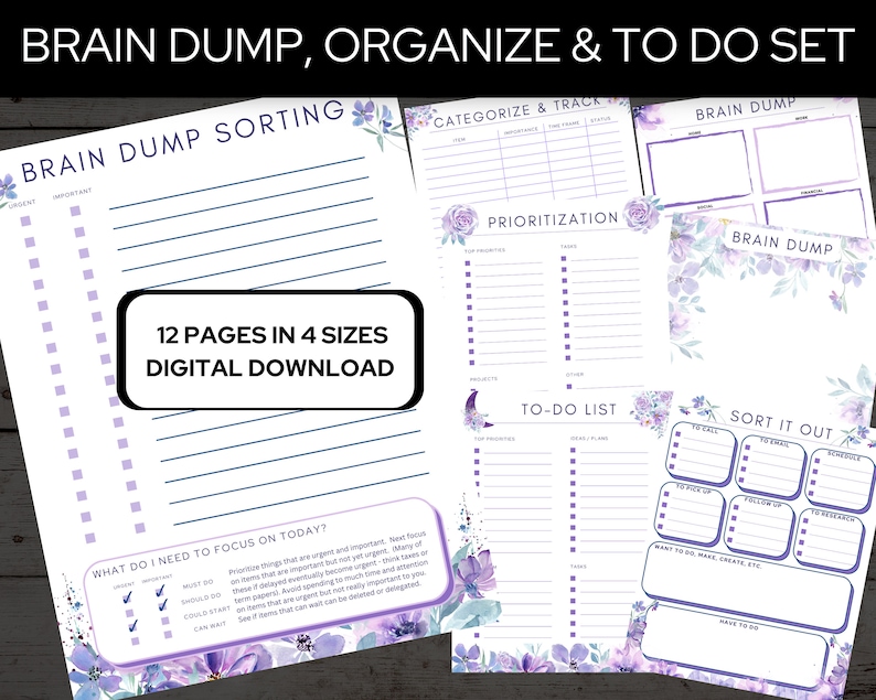 ADHD Brain Dump Printable, To-do List Template, Productivity Planner ...
