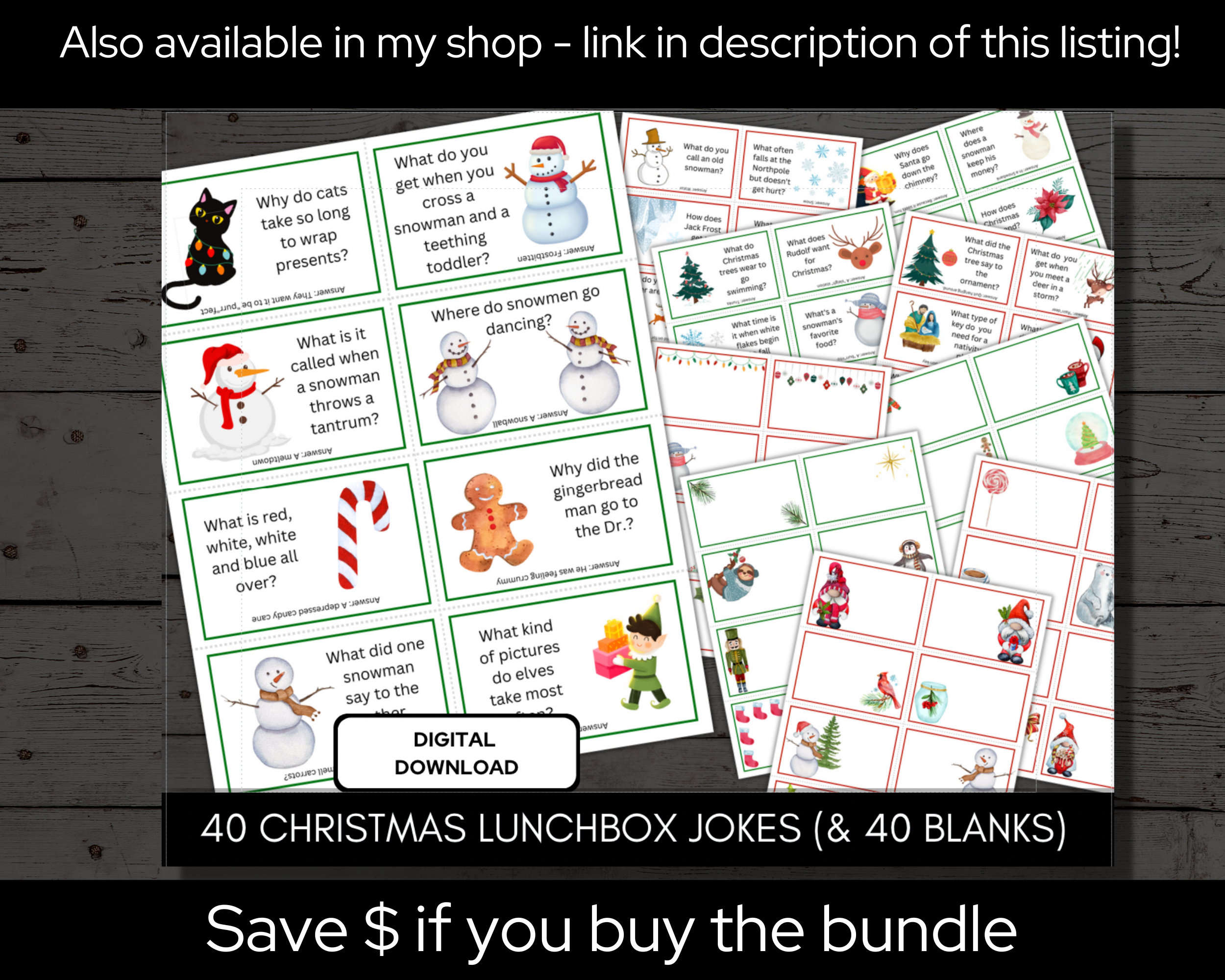 Christmas Lunch Box Jokes, Holiday Lunchbox Jokes, Fall Lunch Box Notes ...