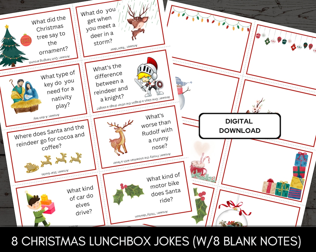 Christmas Lunch Box Jokes, Holiday Lunchbox Jokes, Fall Lunch Box Notes ...
