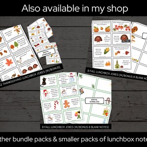 Christmas Lunch Box Jokes, Holiday Lunchbox Jokes, Fall Lunch Box Notes ...