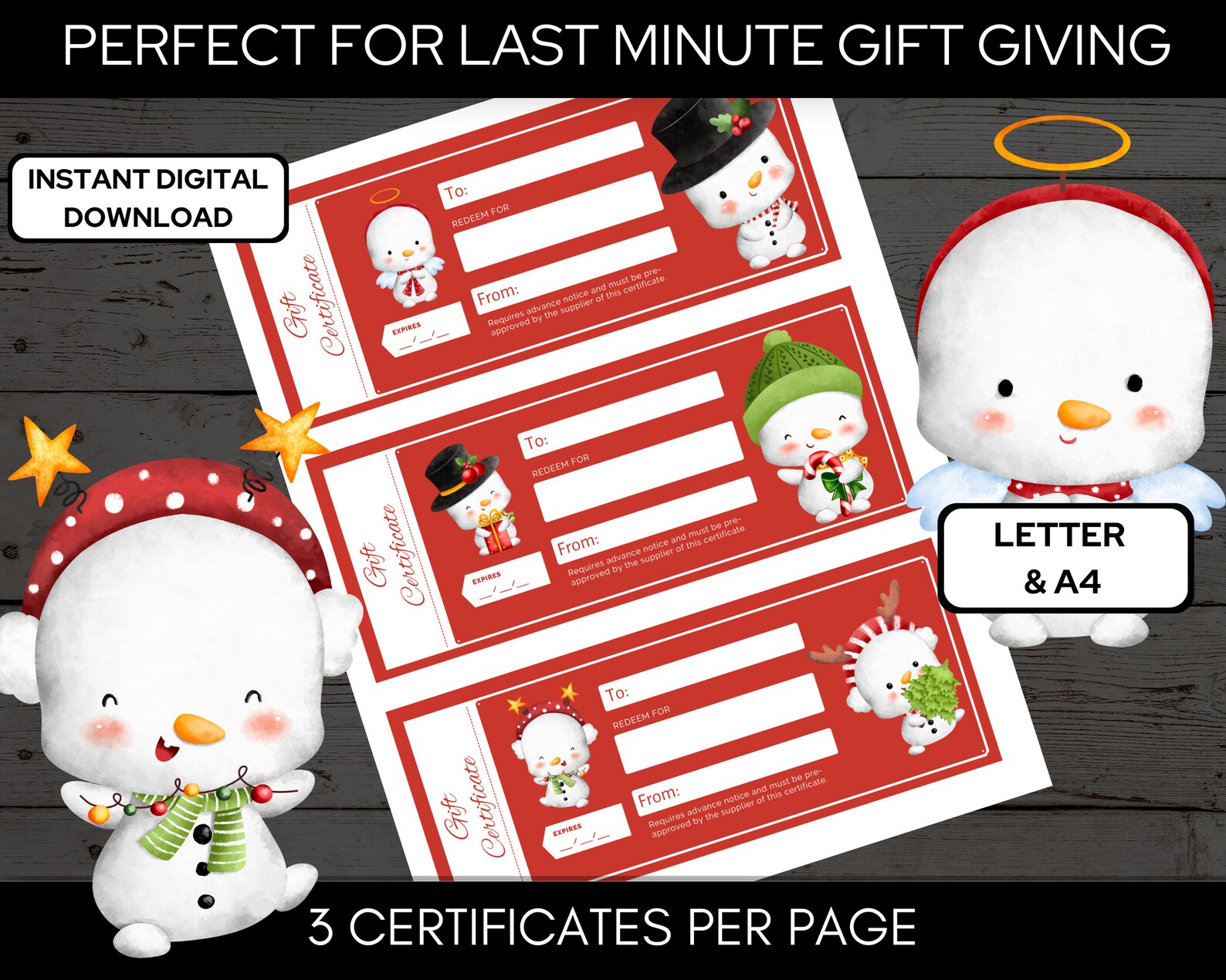 Printable Christmas Gift Certificate / Redeemable Voucher - Etsy