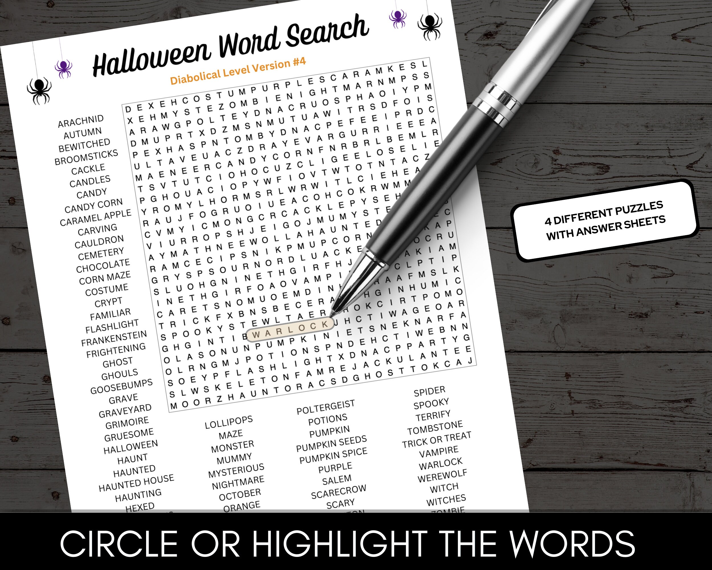 Halloween Word Search Game Bundle, Diabolically Hard Halloween ...