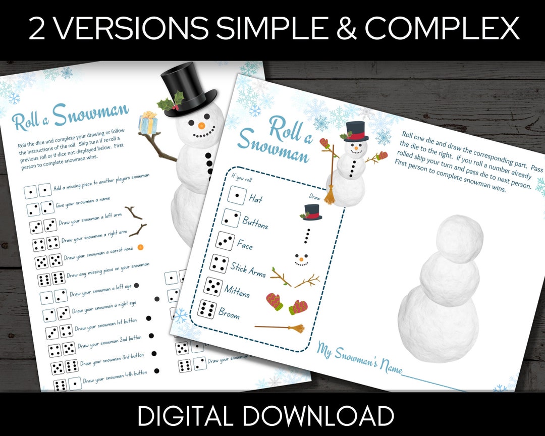 Roll a Snowman Dice Game, Christmas Roll a Snowman, Christmas Dice Game ...