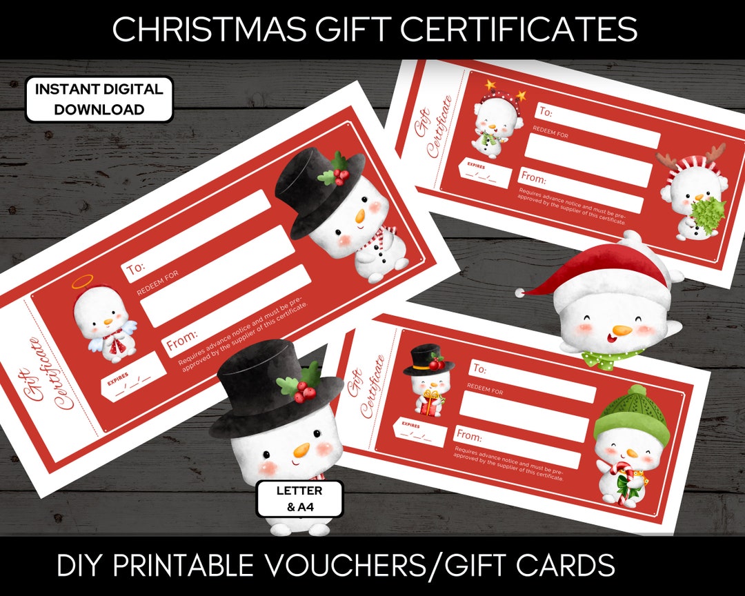 Printable Christmas Gift Certificate / Redeemable Voucher - Etsy