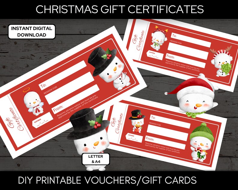 Printable Christmas Gift Certificate / Redeemable Voucher - Etsy