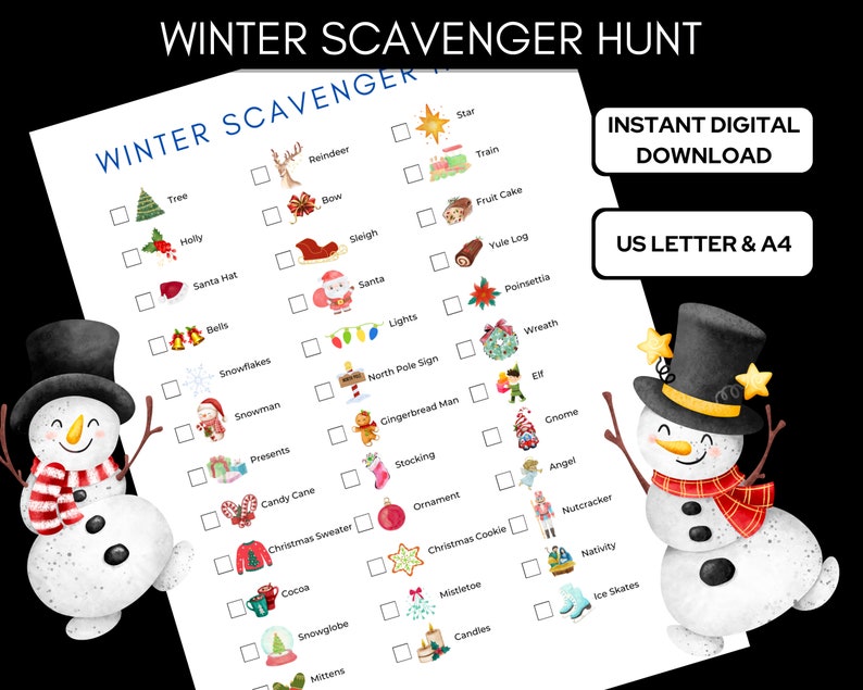 Winter Scavenger Hunt Printable Party Game - Etsy