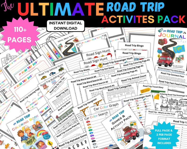 Ultimate Road Activities Pack, Kids Road Trip Games Printable, Family ...