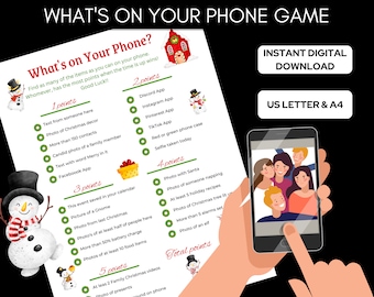 Christmas Whats in Your Phone Game, Printable Party Games, Christmas Party Games, Scavenger Hunt ...