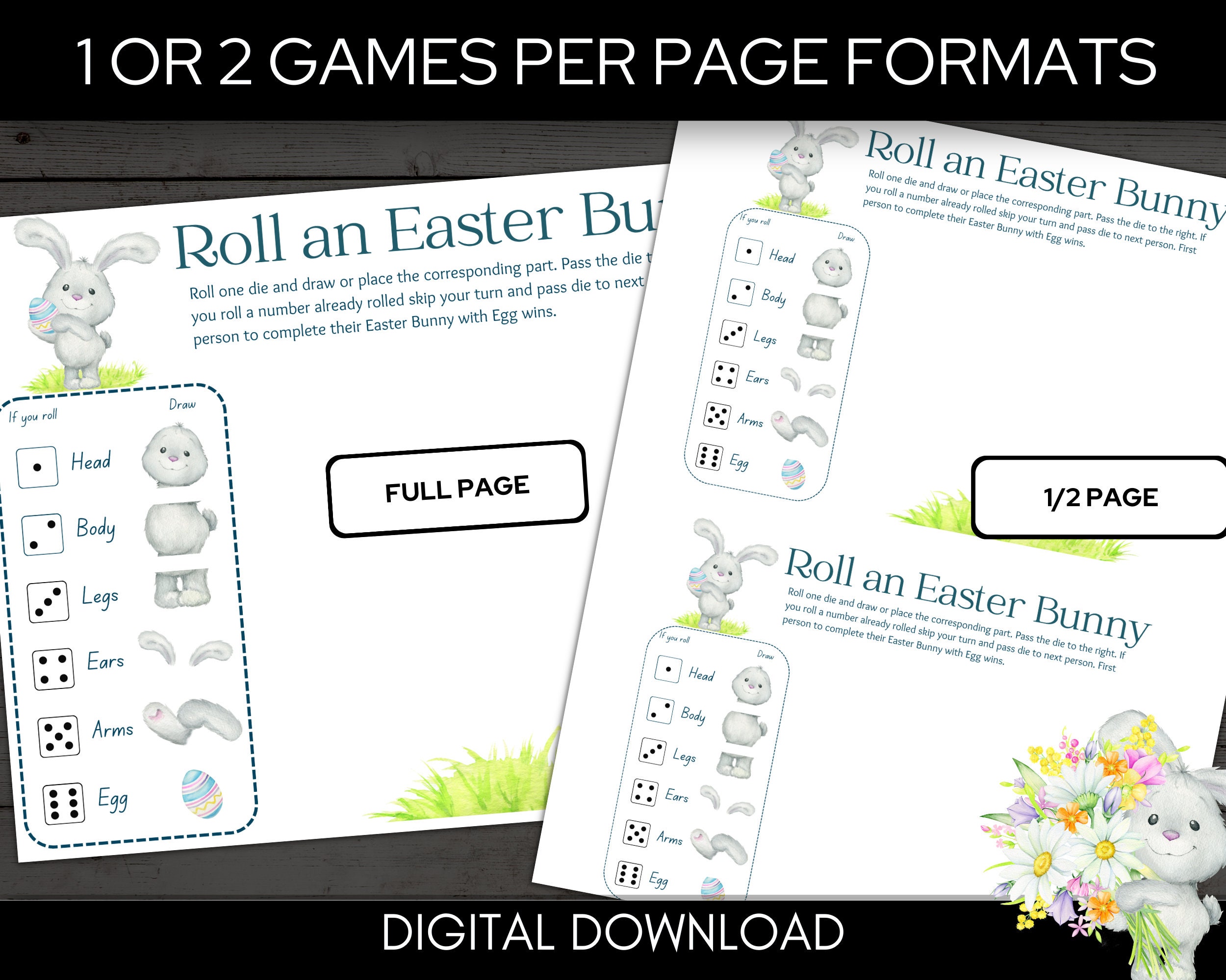 Roll an Easter Bunny Dice Game, Easter Game, Classroom Games, Easter ...
