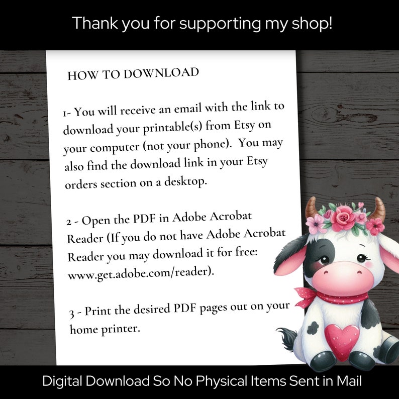 24 Cute Cow Valentine Cards for Class Exchange Letter & A4 Format - Etsy