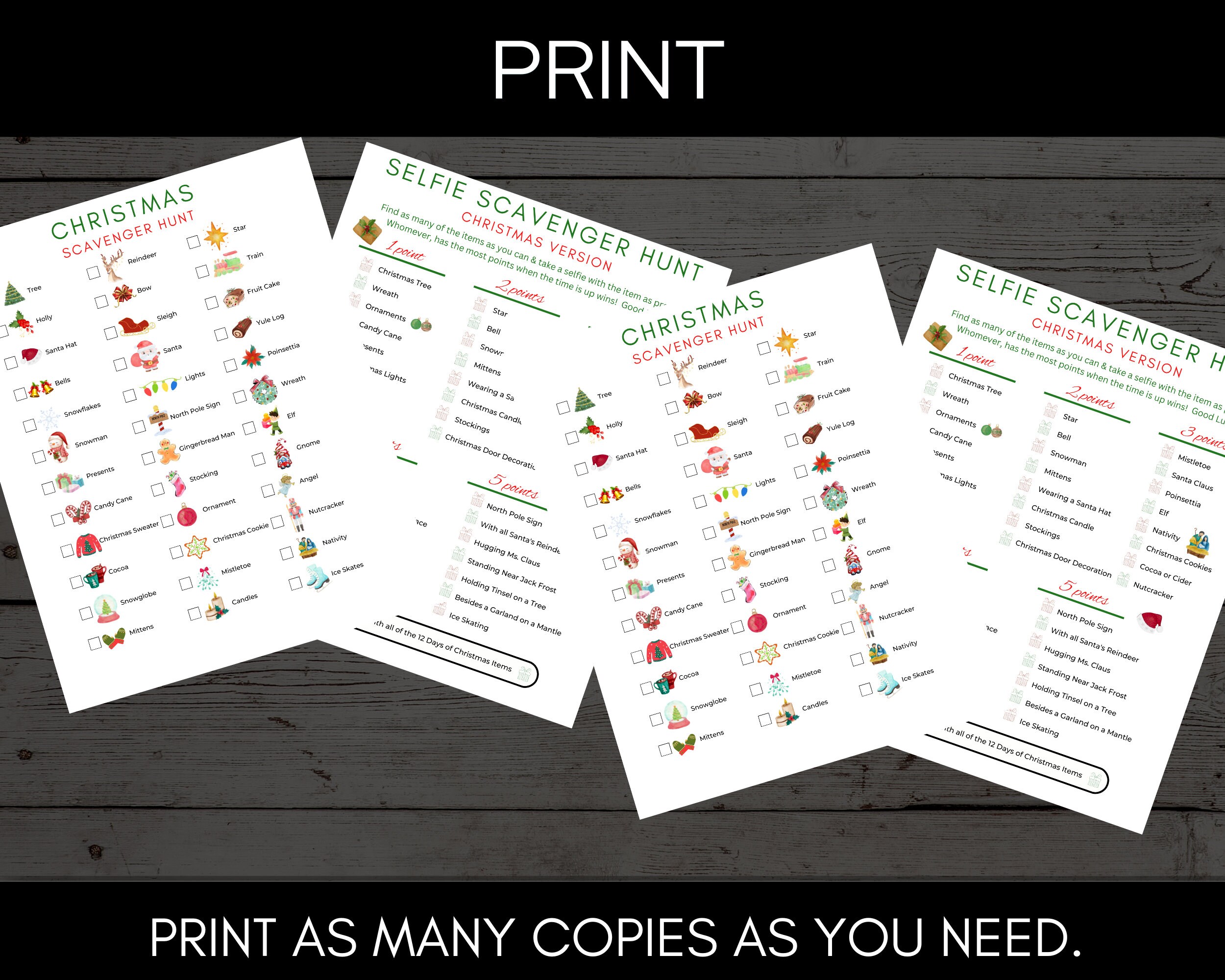 Christmas Photo Scavenger Hunt, Scavenger Hunt Printable, Christmas ...