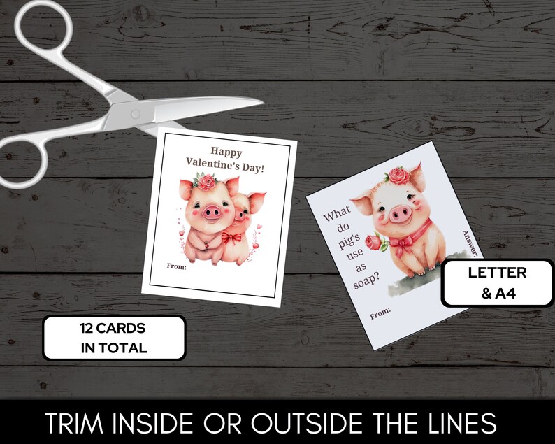 Funny Cute Pig Valentine Cards - Letter & A4 - Etsy