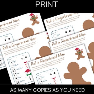 Roll a Gingerbread Man Dice Game, Christmas Dice Game, Family Xmas ...