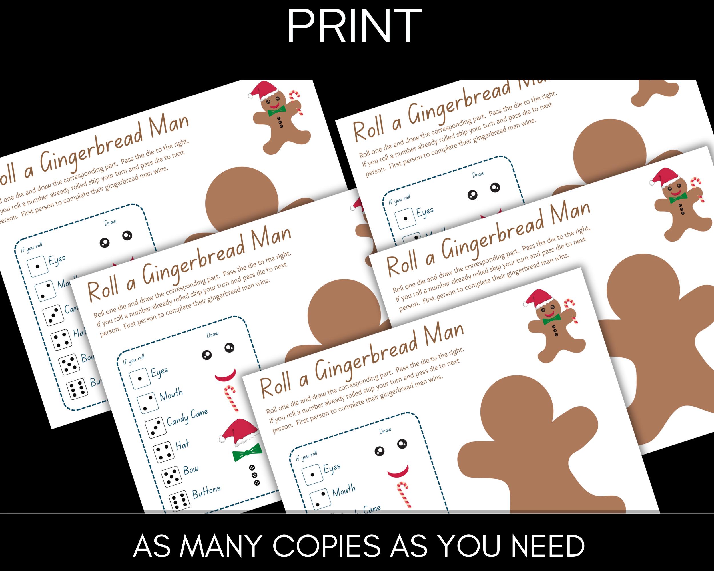 Roll a Gingerbread Man Dice Game, Christmas Dice Game, Family Xmas ...