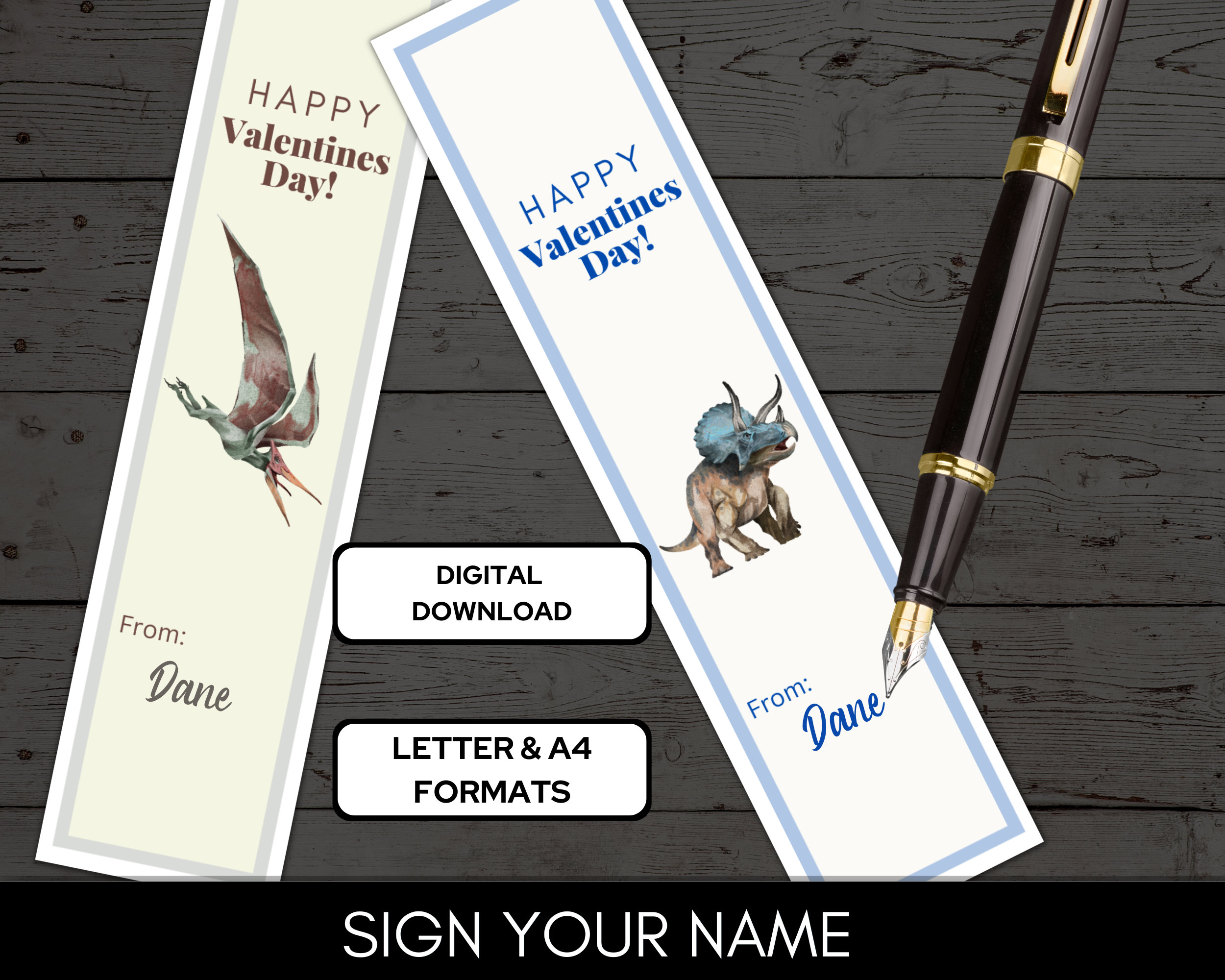 Dinosaur Valentine Bookmarks Printable Bookmarks for Classroom ...