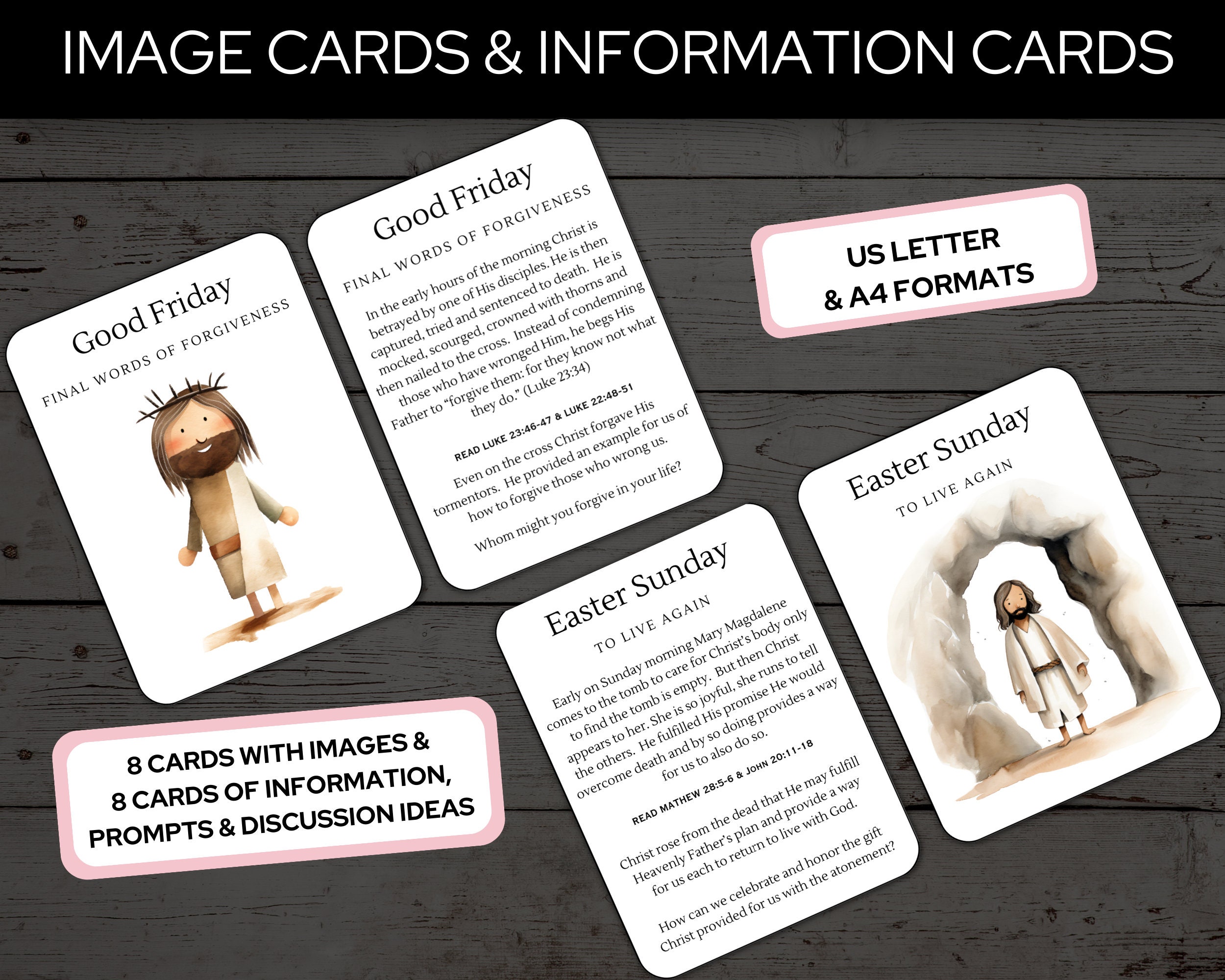 Christian Easter Holy Week Advent Study Cards, Holy Week Printable ...