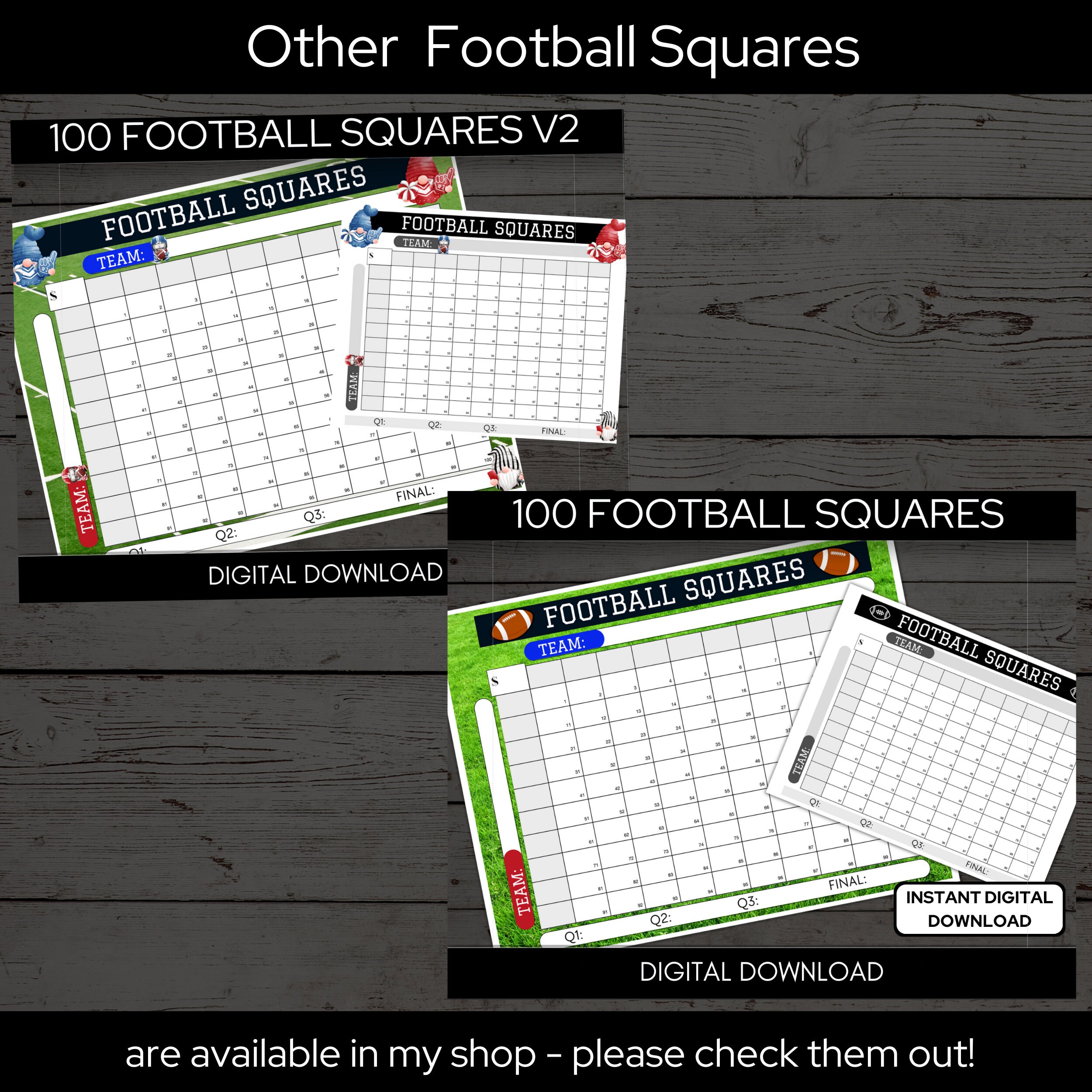 Printable Football Squares, Football Fundraiser, Football Square Grid ...
