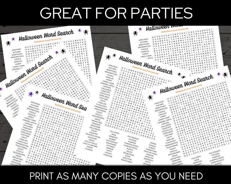 Halloween Word Search Game Bundle, Diabolically Hard Halloween ...
