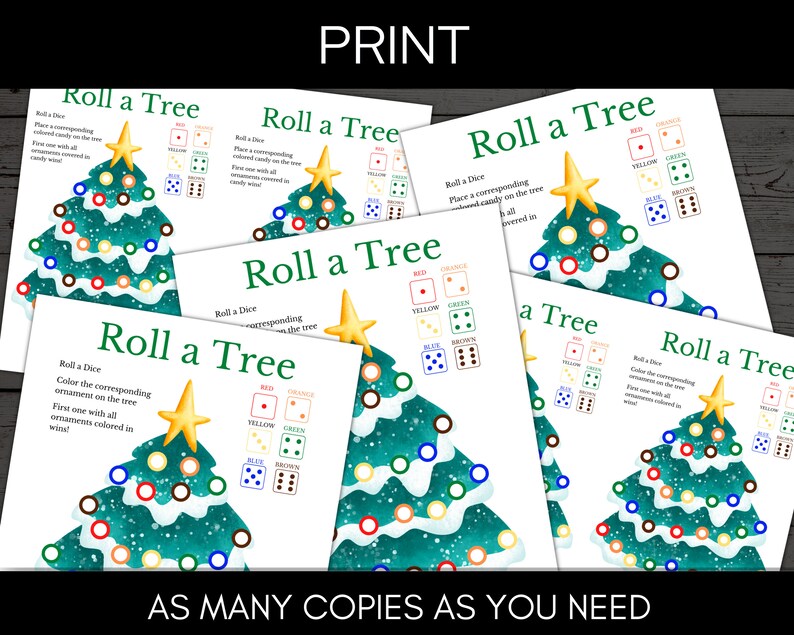 Roll A Tree Christmas Game A4 Letter, Printable Christmas Games, Roll A ...