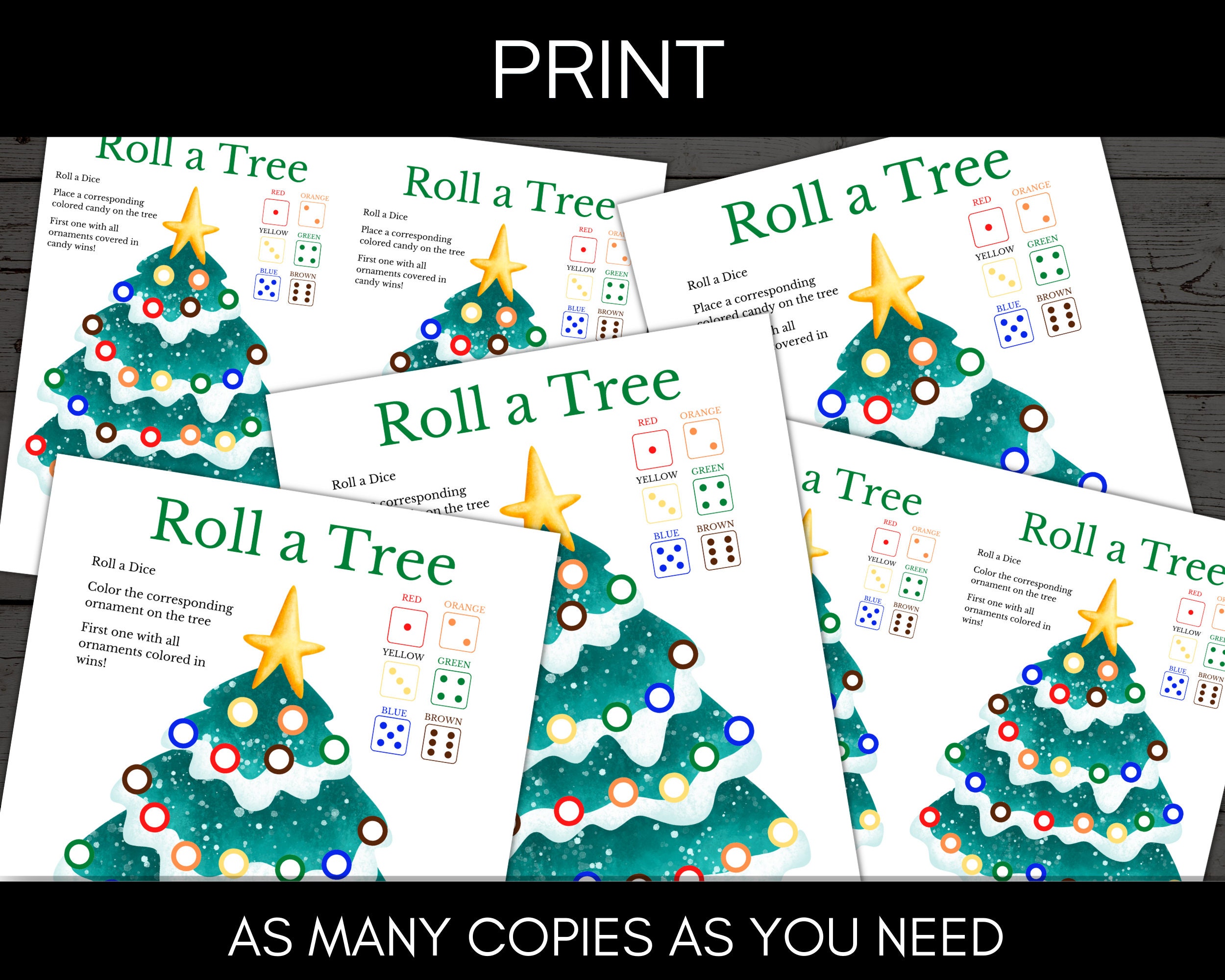 Roll A Tree Christmas Game A4 Letter, Printable Christmas Games, Roll A ...