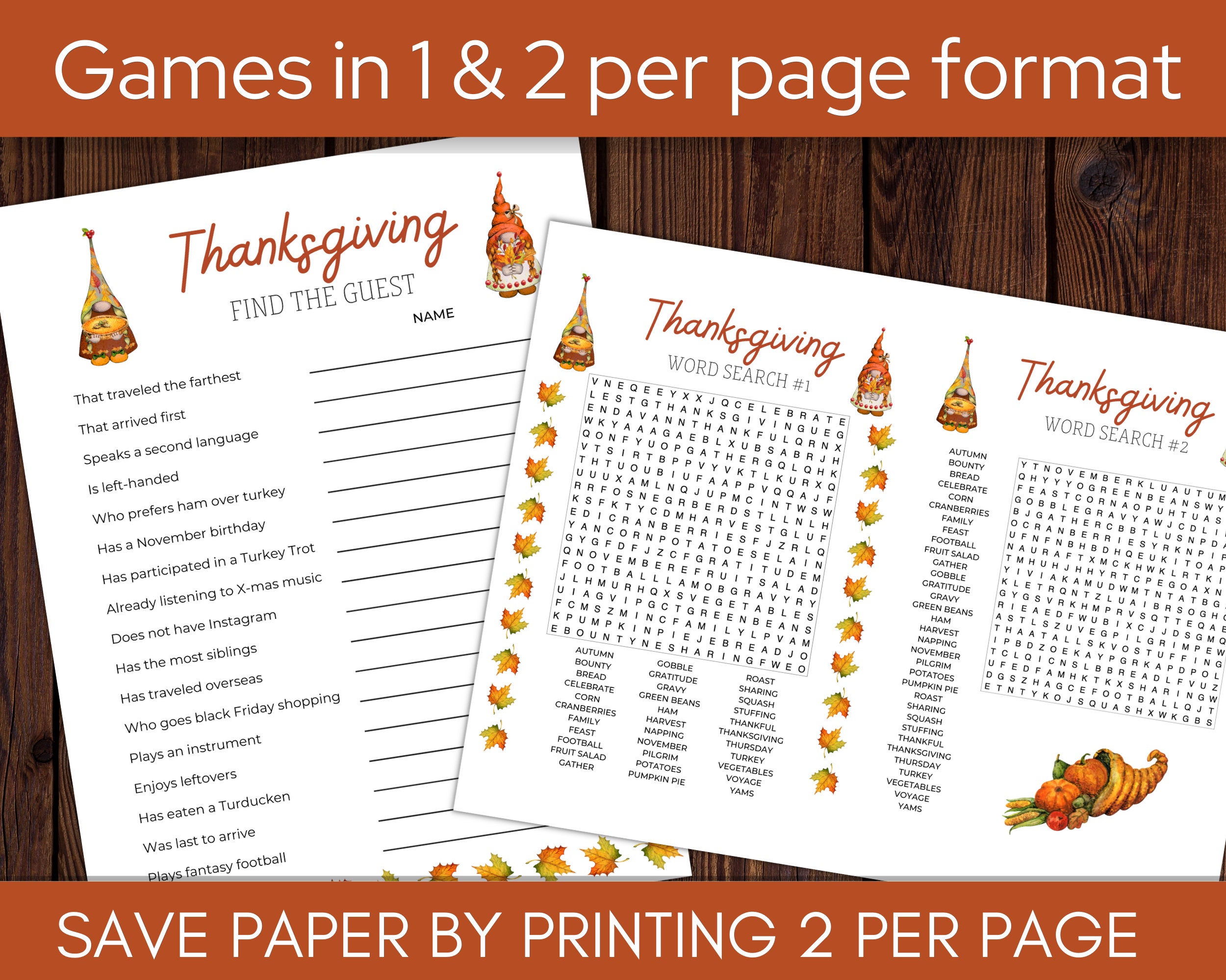 23 Thanksgiving Games, Friendsgiving, Family Reunion, Find the Guest ...