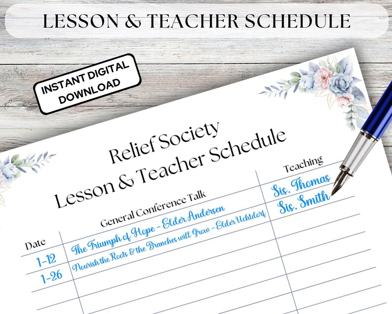 2025 Relief Society Conducting Pages, Counsel & Teaching Schedules - Etsy