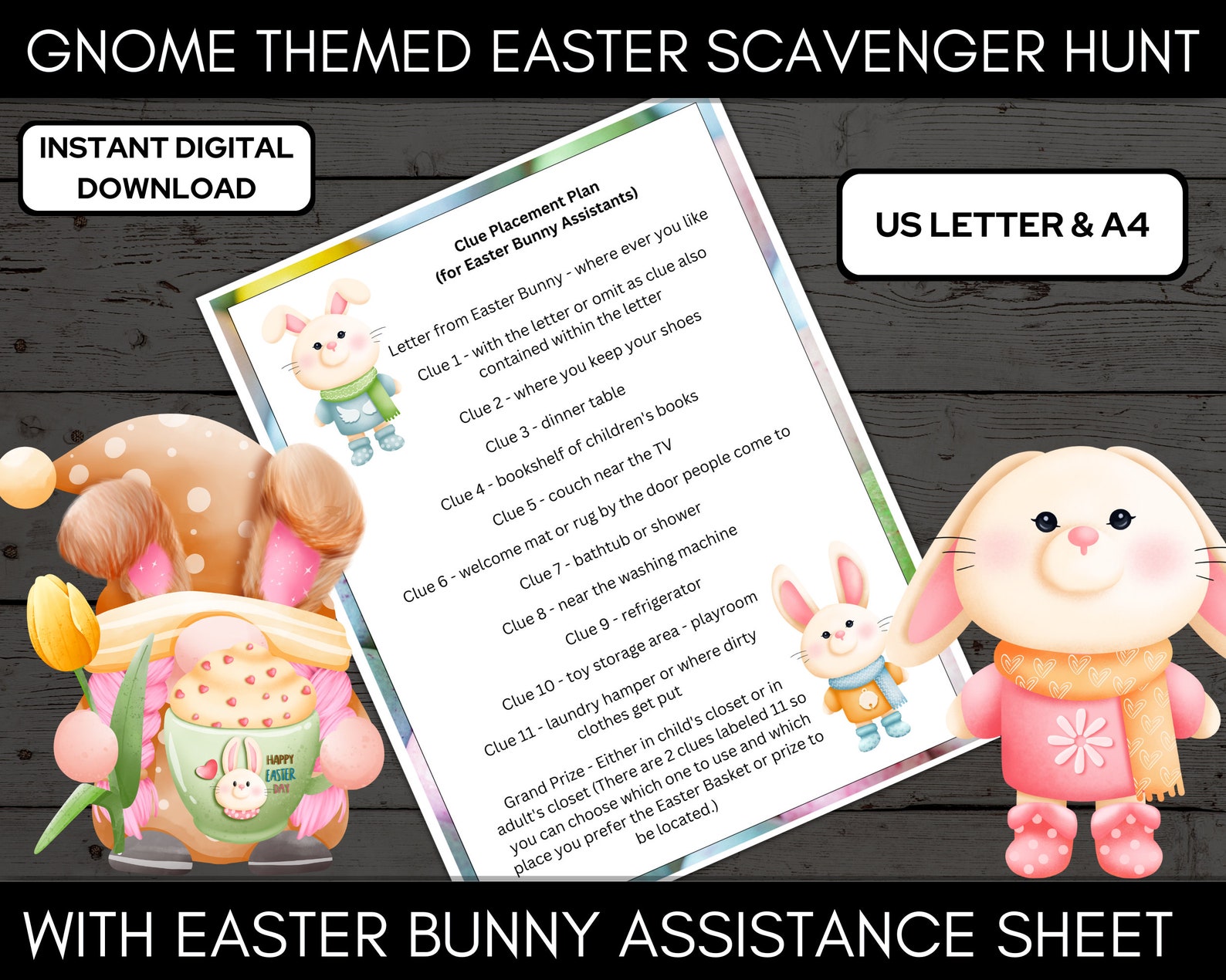 Easter Scavenger Hunt, Easter Gnomes, Treasure Hunt, Easter Egg Hunt ...