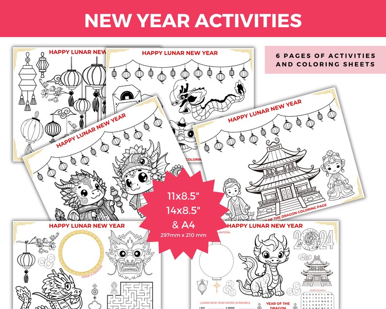 Chinese New Year Activity Pages, Year of the Dragon, Lunar New Year ...
