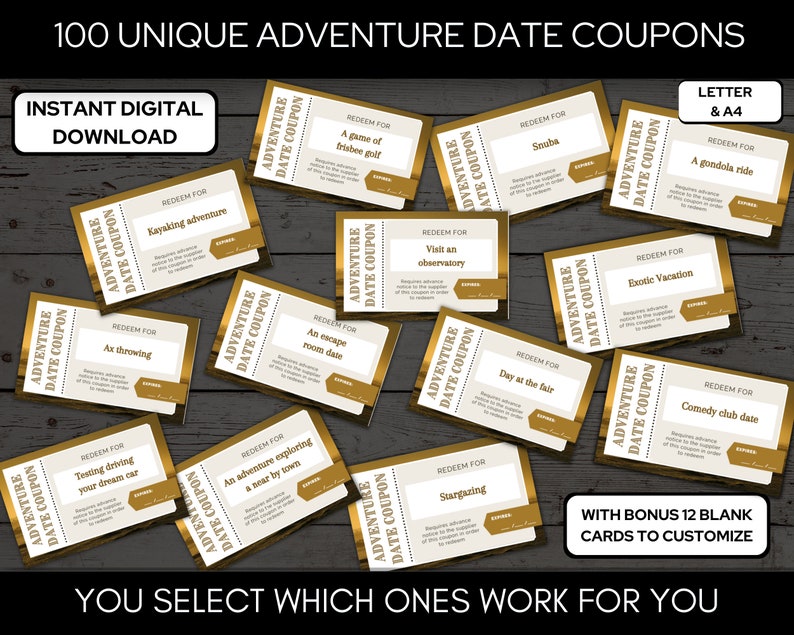 Date Night, Love Coupons, 100 Date Night Ideas, Adventure Coupon Book ...