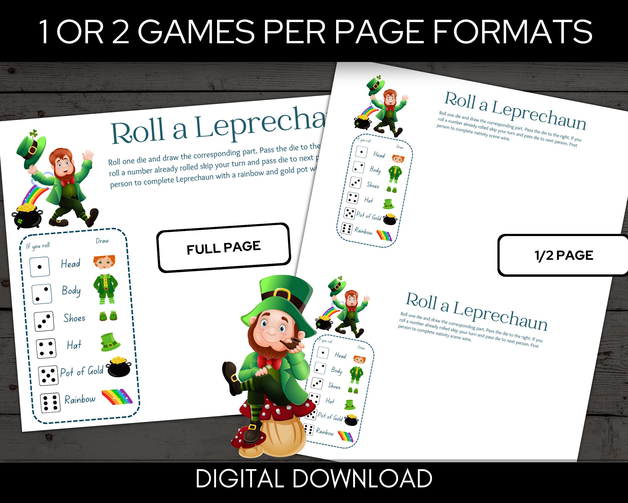 Roll a Leprechaun Dice Game, St Patricks Day Game, Classroom Games, St ...