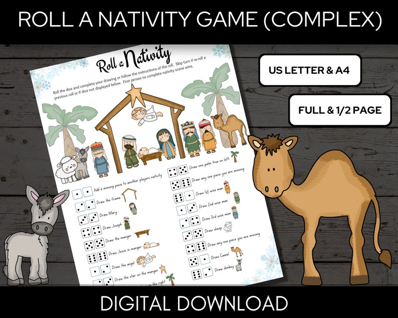 Roll a Nativity Christmas Dice Game Printable, Great Christian Holiday ...