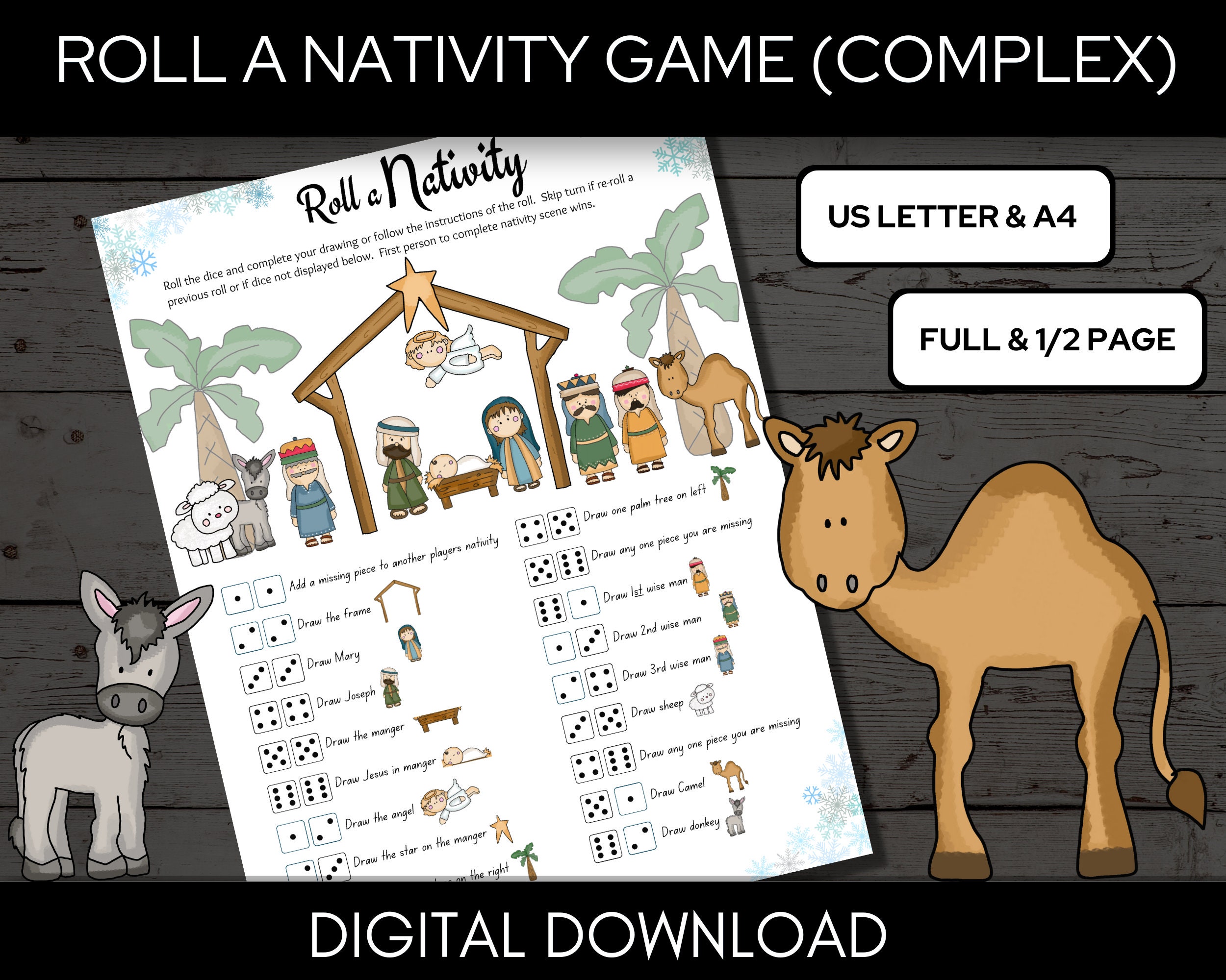 Roll a Nativity Christmas Dice Game Printable, Great Christian Holiday ...