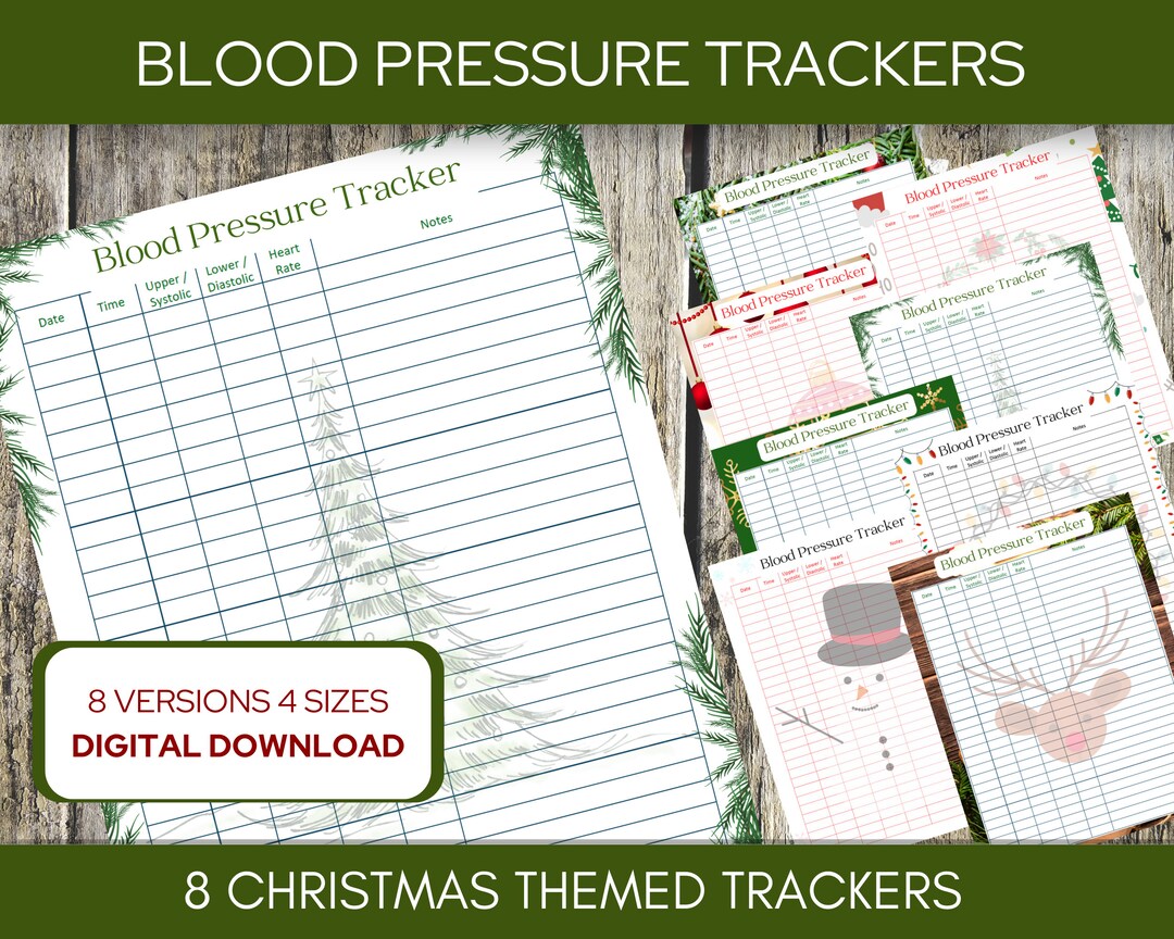 Christmas Themed Blood Pressure Tracker, Christmas Wellness Tracker ...