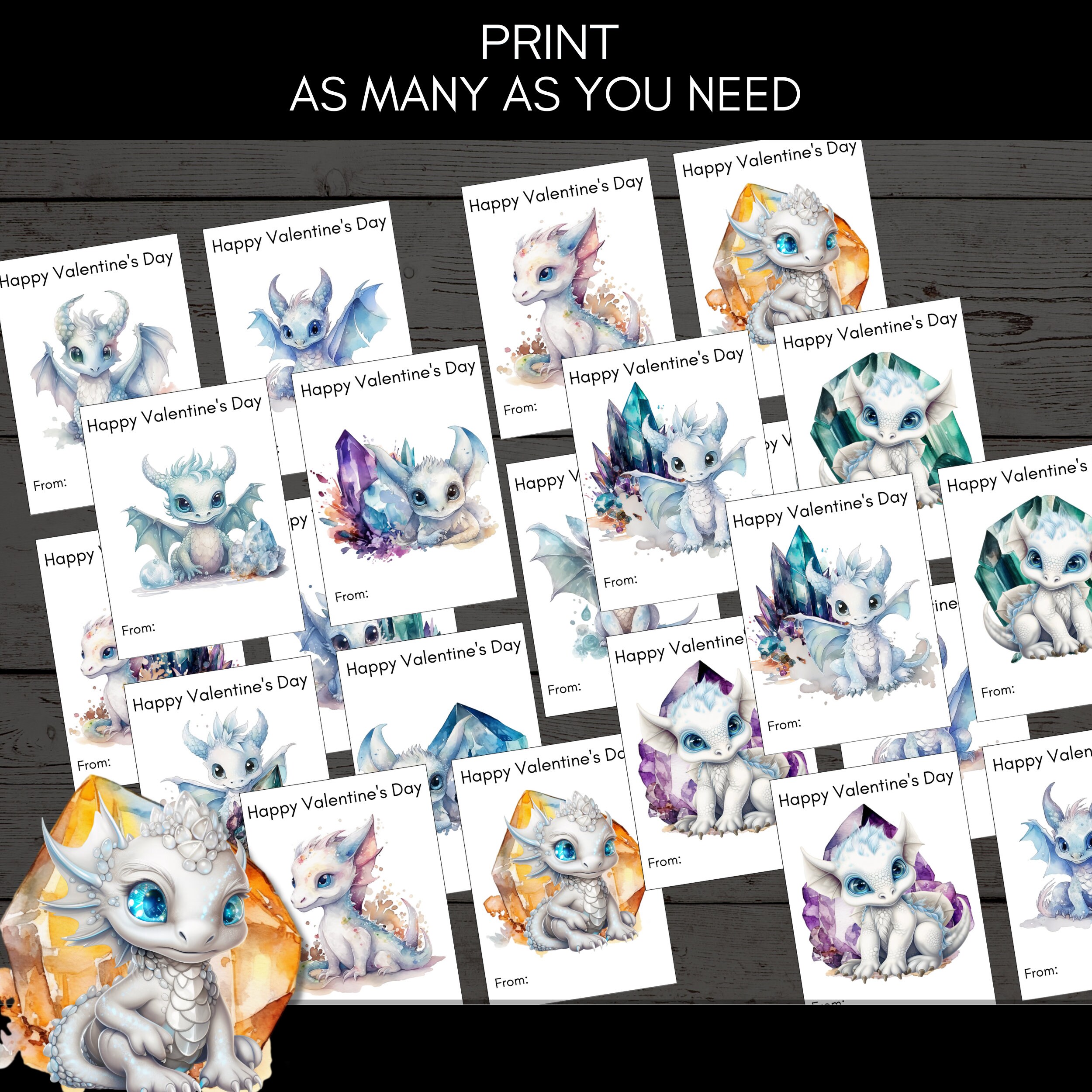Dragon Valentines Day Cards, Dragon Classroom Valentines, Class ...