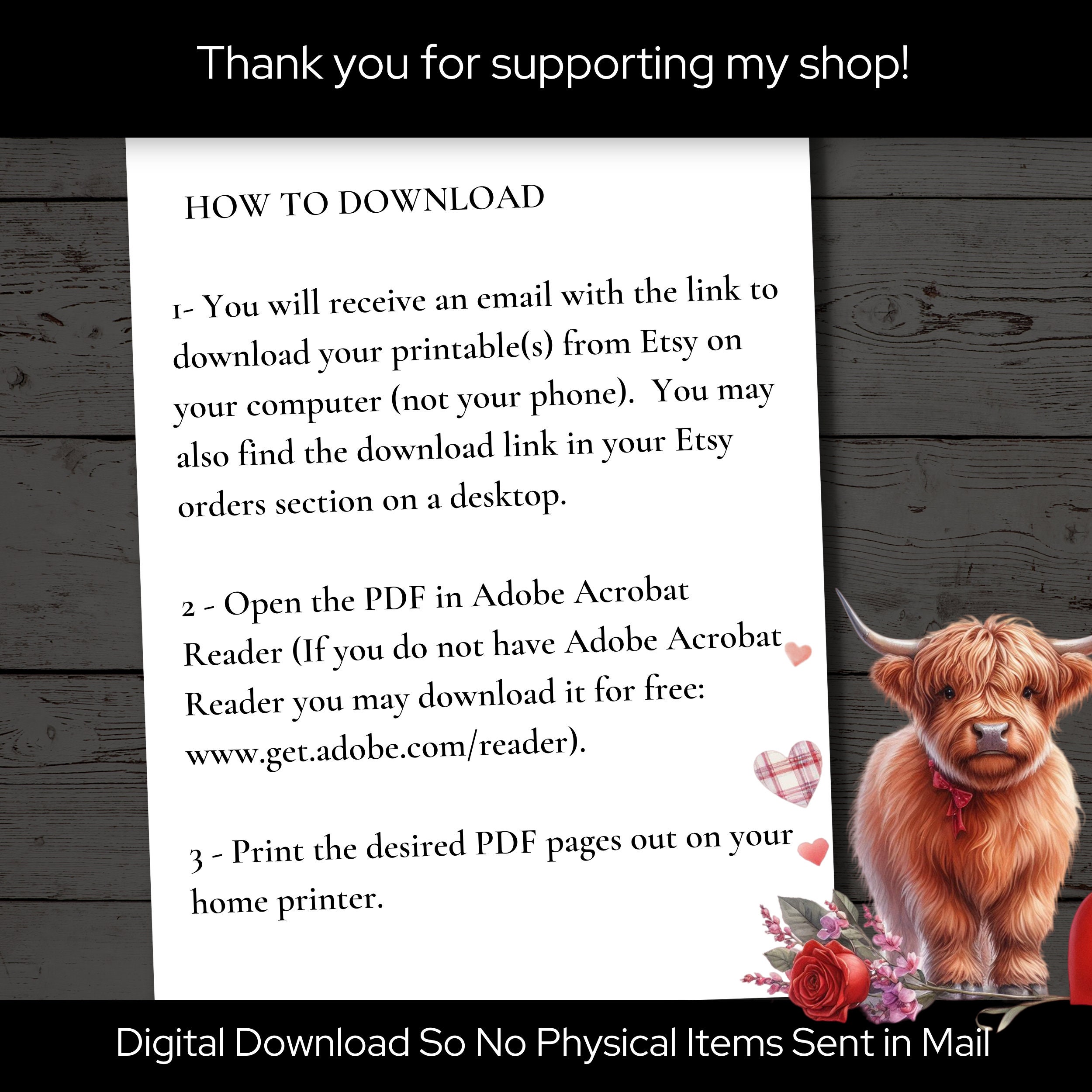 Cute Highland Cow Valentine Cards for Class Exchange Letter & A4 Format ...