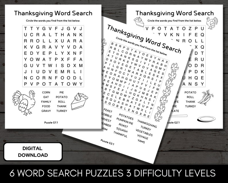 Thanksgiving Word Search Printable Games, Friendsgiving Games ...