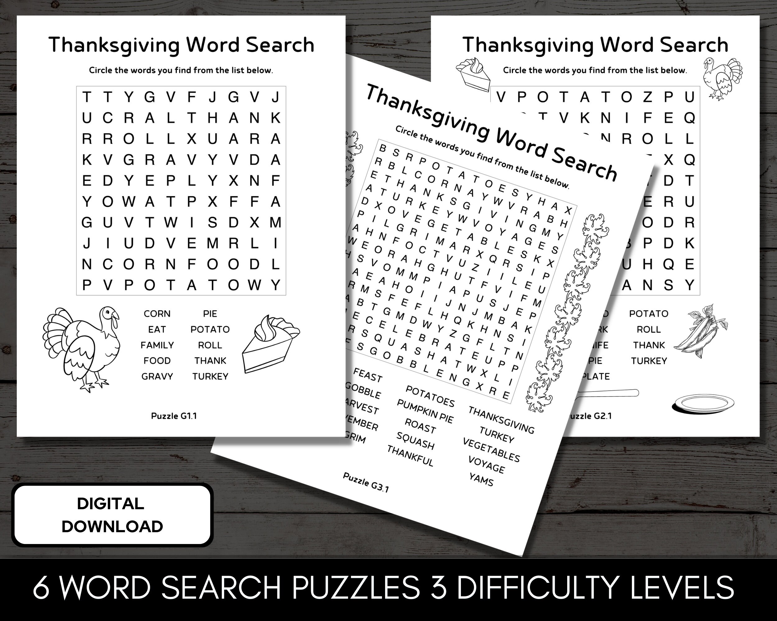 Thanksgiving Word Search Printable Games, Friendsgiving Games ...