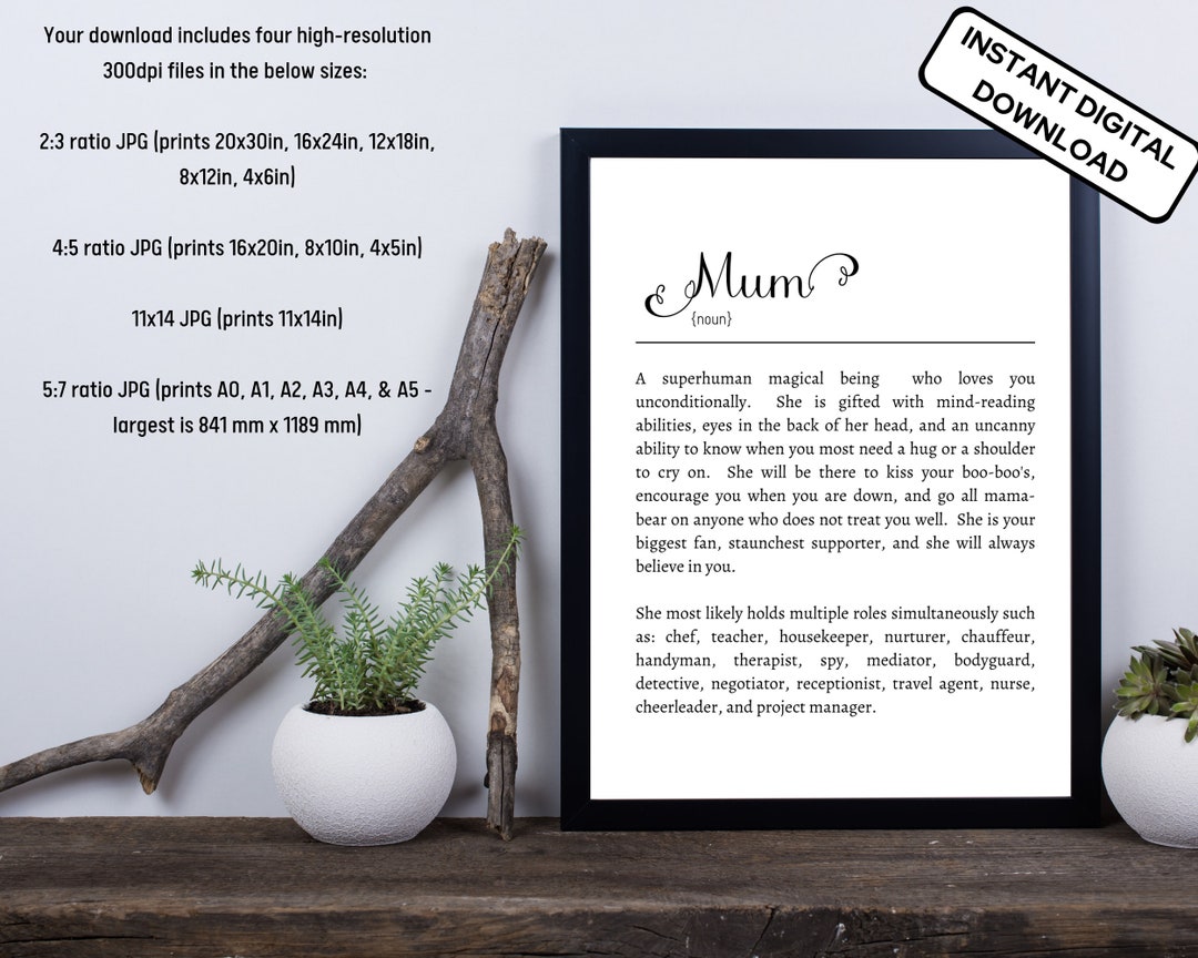 Mum Definition Print, Gift for Mum, First Time Mom Gift, Mom Gift From ...