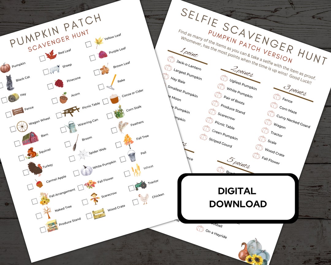 Pumpkin Patch Scavenger Hunt Game, Photo Scavenger Hunt in Pumpkin ...